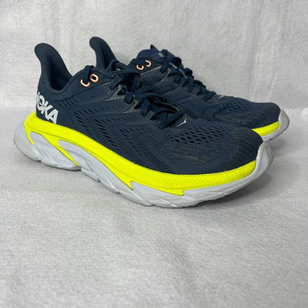 Hoka One One Clifton Edge Blue Neon Yellow Size 8.5 - Gem